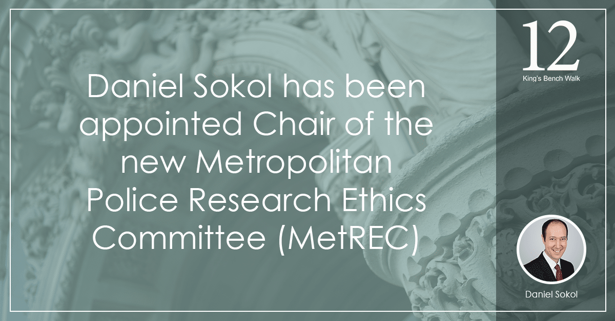 Daniel Sokol has been appointed Chair of the new Metropolitan Police ...