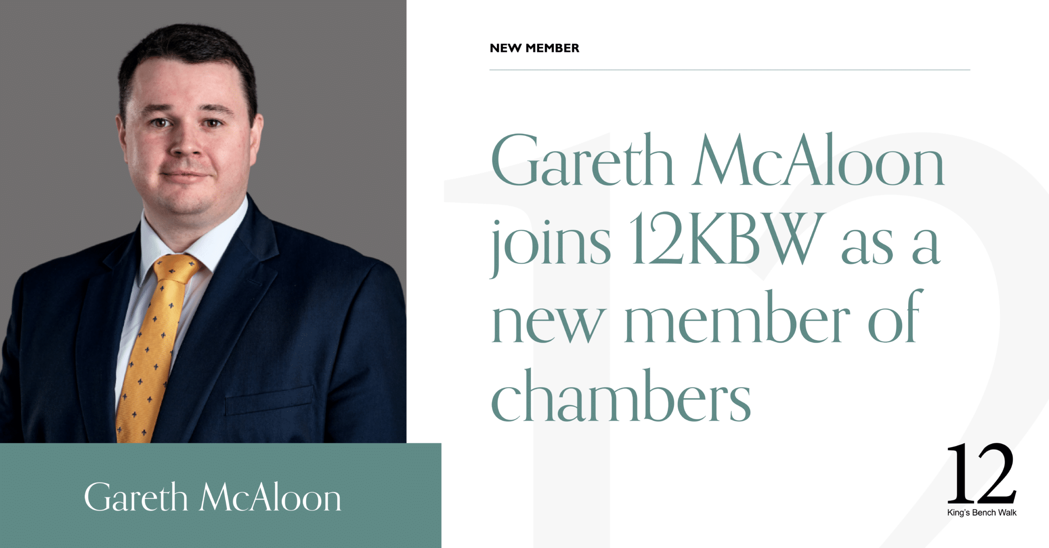 Gareth McAloon joins 12KBW as a new member of chambers | 12 King's ...