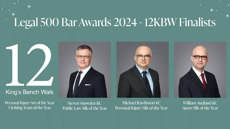 12KBW shortlisted in five categories for The Legal 500 Bar Awards 2024 ...