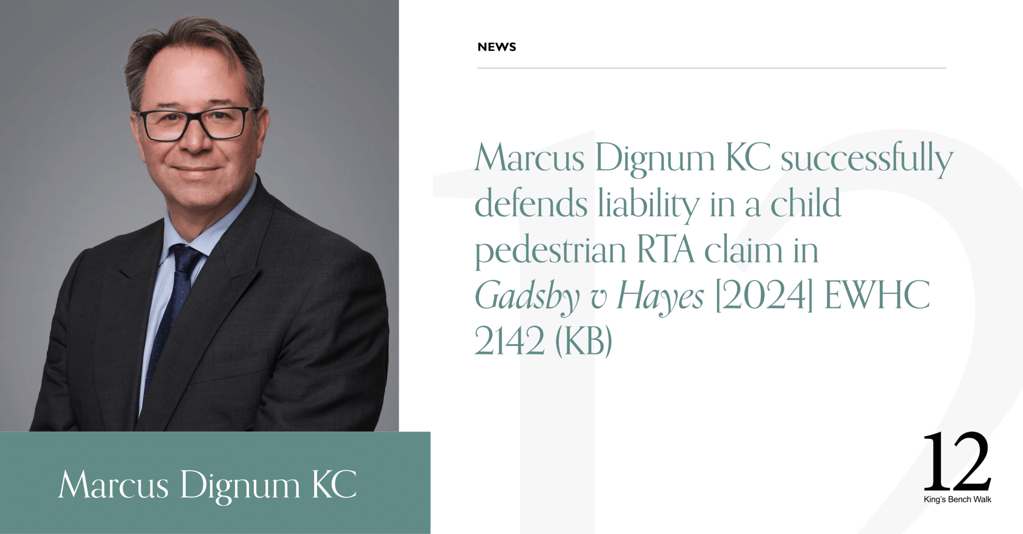 Marcus Dignum KC successfully defends liability in a child pedestrian ...