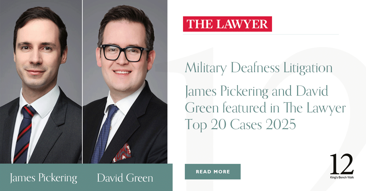 Military Deafness Litigation - James Pickering and David Green featured in The Lawyer Top 20 ...